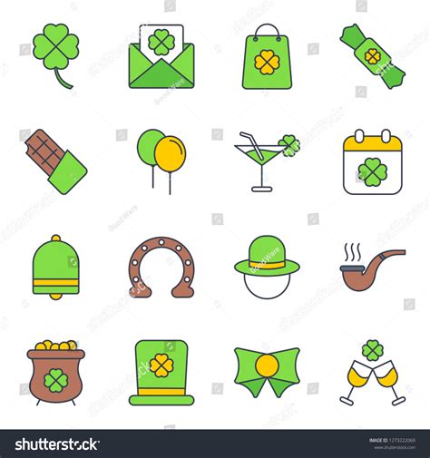 Saint Patrick Day Icons Pack Isolated Stock Vector Royalty Free