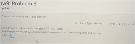 Solved Hw Problem Point Consider The Following Initial Chegg