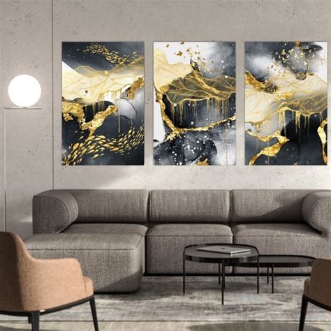 Kit Quadros Abstrato Para Sala Moderno Luxo Gold Dourado em Promoção Ofertas na Americanas