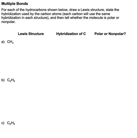 Solved Multiple Bonds For Each Of The Hydrocarbons Shown Below Draw A