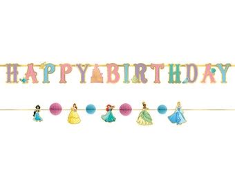 Disney Princess Birthday Banner Party Banner Custom Banner Disney Princesses Party Decor