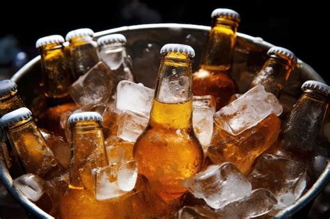 Premium Ai Image Cold Beer Cans In Bucket Of Ice