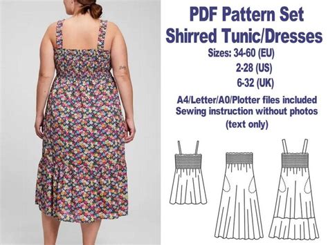 Plus Size Dress Pattern Pdf Sewing Patterns Pdf Shirred Maxi Dress Pattern