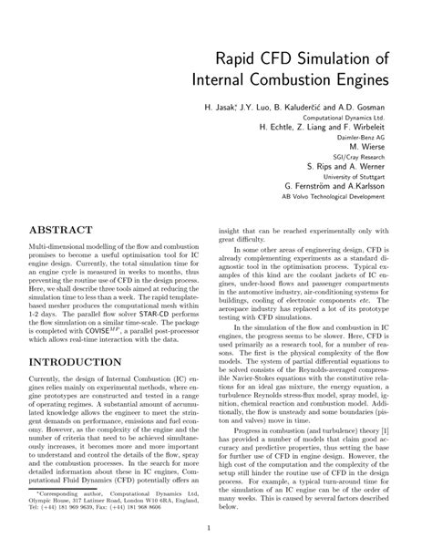 Pdf Rapid Cfd Simulation Of Internal Combustion Engines