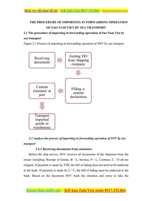 The Procedure Of Importing In Forwarding Operation Of Sao Nam Viet By