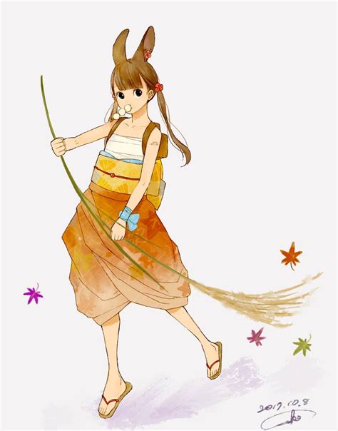 十五夜サコ的兔耳少女插画图片 Bobopic