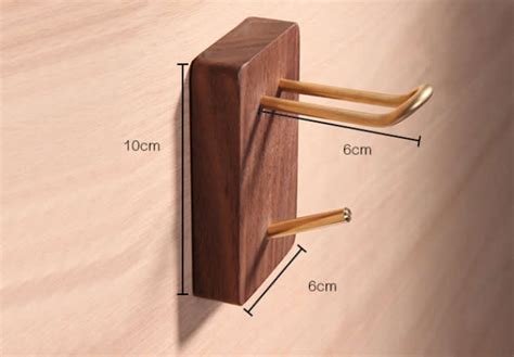 Universal Wooden Brass Headphone Wall Mount Stand Hanger With Cable