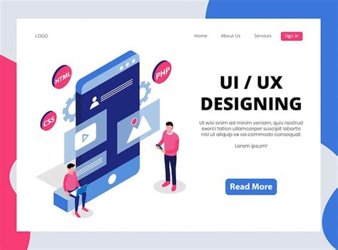 Premium Vector Isometric Landing Page Of UI UX Design