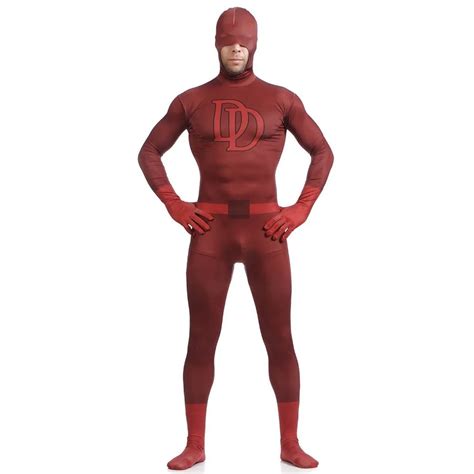 Adult Superhero Zentai Daredevil Costume Lycra Spandex Open Half Face