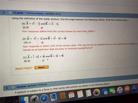 Solved Using The Definition Of The Scalar Product Find The