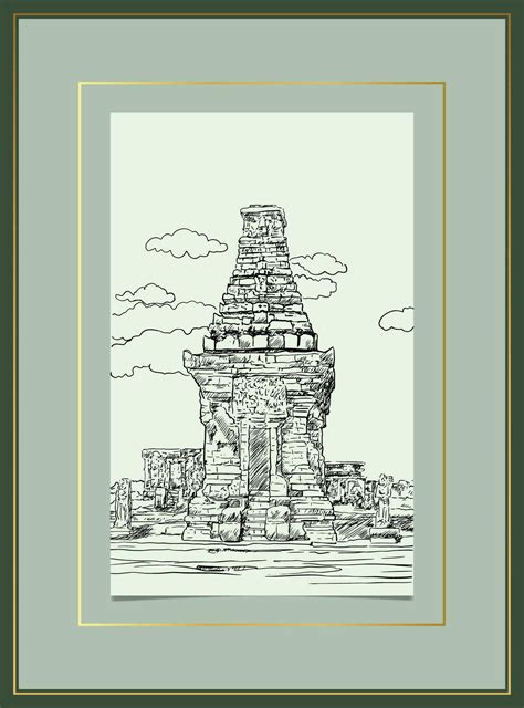 Candi Penataran Hand Drawn Sketch Eps 10 32860281 Vector Art At Vecteezy
