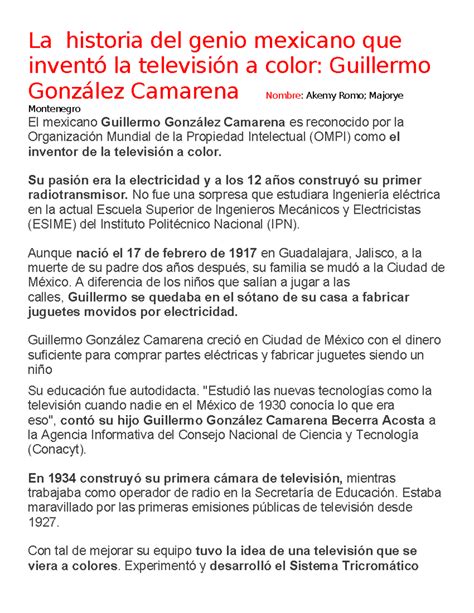 La Historia Del Genio Mexicano Que Inventó La Televisión A Color La