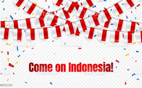 투명 한 배경 색종이와 인도네시아 갈 랜드 깃발 걸어 축 하 템플릿 배너 벡터 일러스트 레이 션에 대 한 멧 새 기에 대한 스톡 벡터 아트 및 기타 이미지 Istock