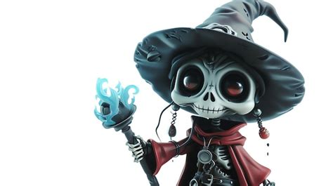 Premium Photo 3d Rendering Of A Cute Cartoon Skeleton Wizard The Wizard Is Wearing A Red Robe