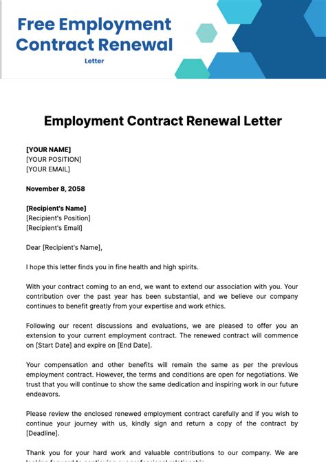 Employment Contract Renewal Letter Template Edit Online And Download