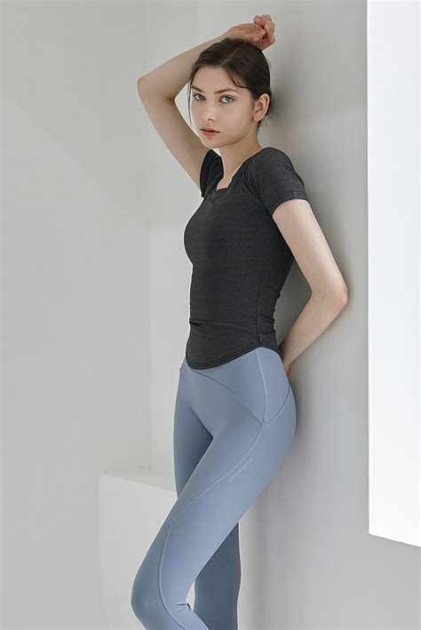 Deviwear데비웨어 여성 요가복 Devi B0062 포그블루 필라테스 서포트업 7부 레깅스 Sivillage