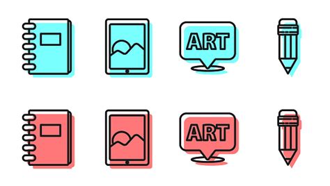 텍스트 아트 나선형 노트북 그래픽 태블릿 및 지우개 아이콘이 있는 연필로 라인 스피치 버블을 설정합니다 벡터 0명에 대한 스톡 벡터 아트 및 기타 이미지 Istock