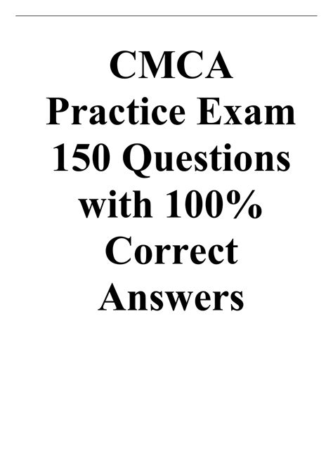 CMCA Practice Exam 150 Questions With 100 Correct Answers CMCA