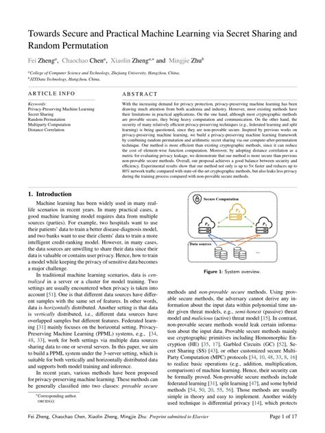 Pdf Towards Secure And Practical Machine Learning Via Secret Sharing And Random Permutation