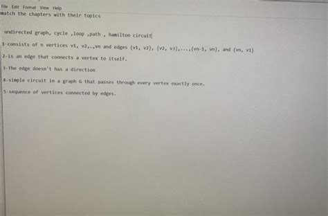 Solved File Edit Format View Help Match The Chapters With