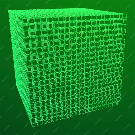 Premium Vector Wireframe Mesh Cube Make With Many Small Cubes Connection Structure Digital