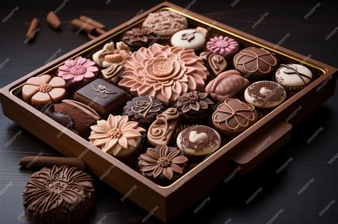 premium ai image high quality chocolate praline sampler generative ai