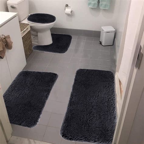 Kieeoam Clearance Bathroom Rugs Sets 4 Piece With Toilet Cover Plush
