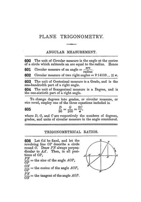 Plane Trigonometry Section Iv A Synopsis Of Elementary Results In Pure And Applied Mathematics