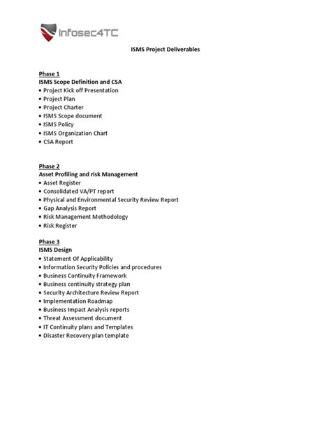 Isms Project Deliverables Pdf