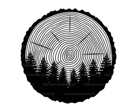 Tree Trunk Slice Svg Forest Svg Tree Cookie Svg Cross Cut Tree Svg Woods Svg Vector Cut