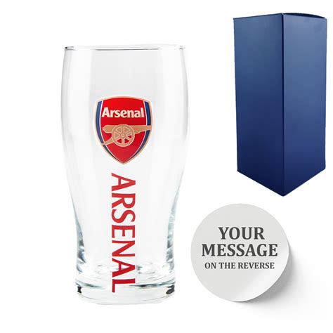 Engraved Arsenal 20oz Tulip Pint Glass T Boxed Personalised T