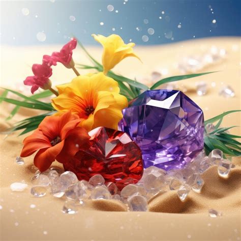 Premium AI Image Glorious Gems The Radiant Trio Of Ruby Sapphire And Emerald In A Hypnotic Poster