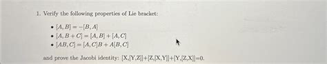 Solved Verify The Following Properties Of Lie Chegg