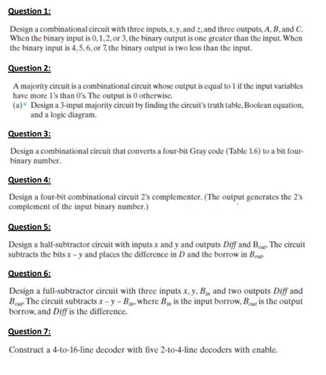 Solved Question 1 Design A Combinational Circuit With Three Chegg