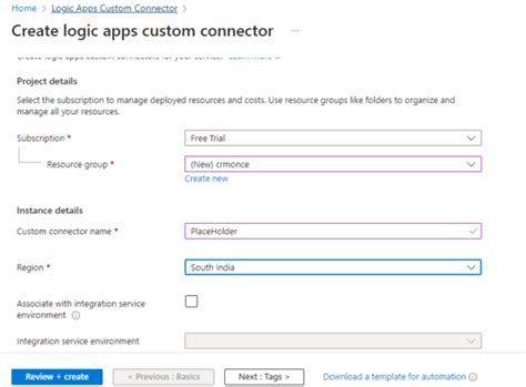 create a custom connector in azure logic apps crmonce