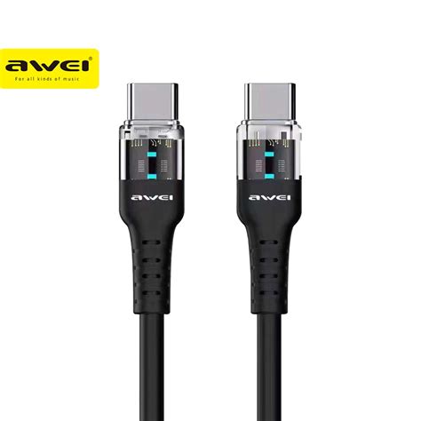 Awei Cl T Mm Smart Fast Charging Type C To Type C Cable Pd W A Data Transmission Cord