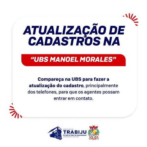 ATUALIZAÇÃO DE CADASTRO NA UBS MANOEL MORALES Prefeitura Municipal
