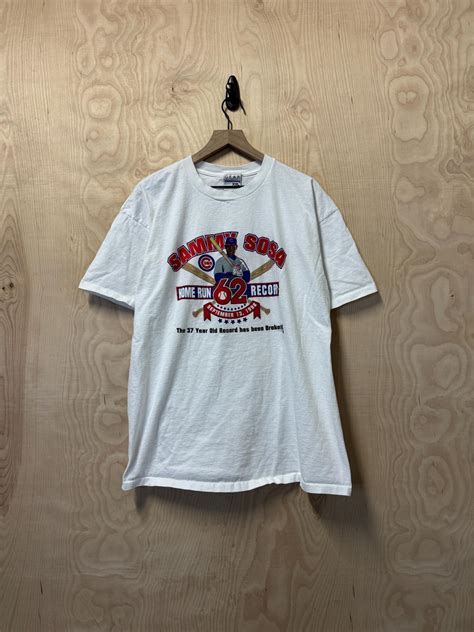 Vintage Sammy Sosa Home Run Record Graphic White Cotton T Shirt Size Xxl Etsy