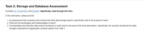 Solved Task 2 Storage And Database Assessment Consider Chegg