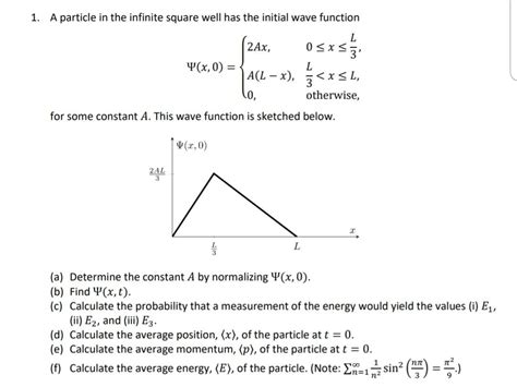 solved 1 a particle in the infinite square well has the