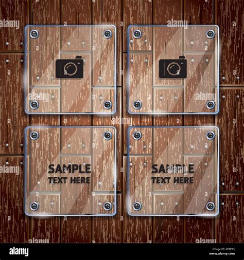 Wooden Texture Background And Glass Frame Vector Illustrator Stock