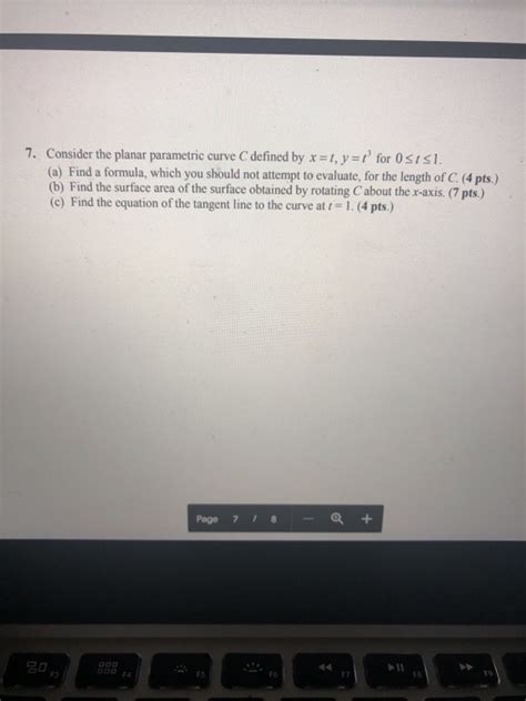 solved 7 consider the planar parametric curve c defined by