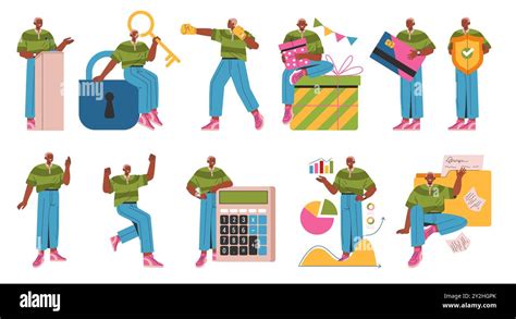 Businessman Set Diverse Business Activities Illustrated Through