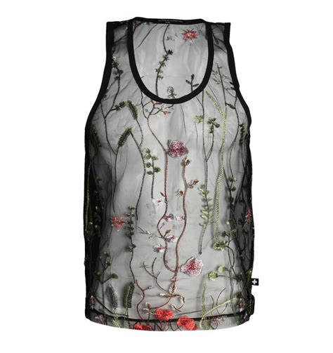 Andrewchristian Sheer Embroidered Lace Tank Top