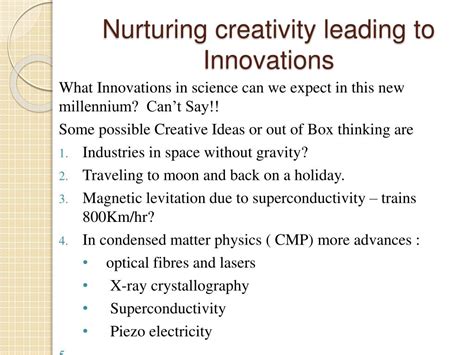 Ppt Nurturing Creativity In Young Minds Leads To Innovation