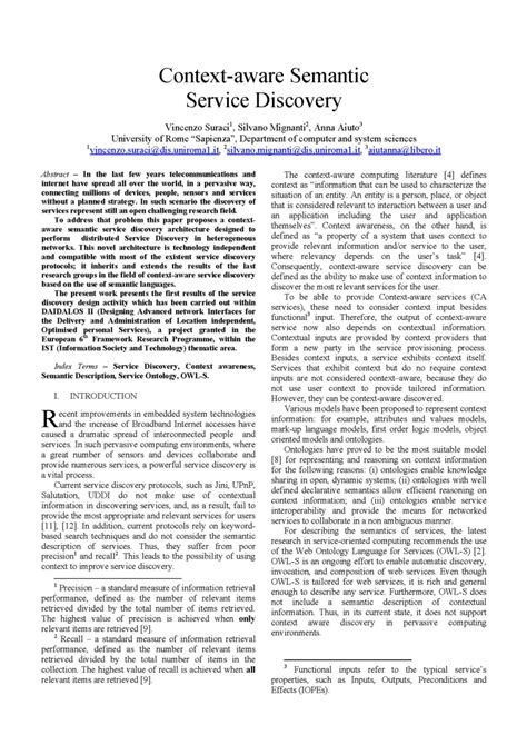 Pdf Context Aware Semantic Service Discovery