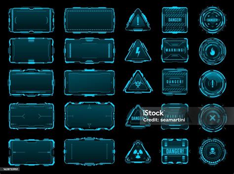 Cadre Dalerte De Linterface De Danger Et Davertissement Hud Vecteurs