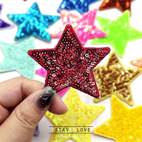 Star Patch Sequin Star Patch Red Star Patch Party Patch Iron On