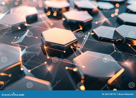 Futuristic Hexagonal Shapes Interconnected With Glowing Lines Stock Illustration Illustration