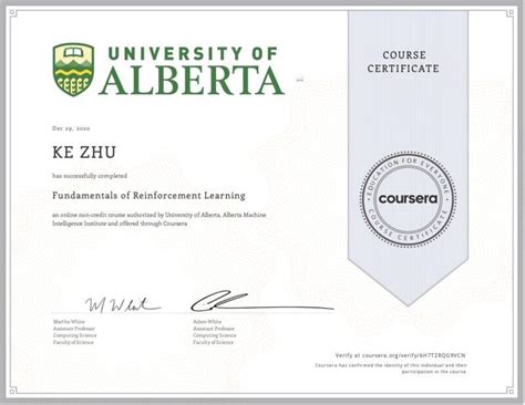 fundamentals of reinforcement learning my 36 course certificate from